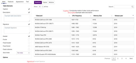 4 Data Table Options Pubydoc Data Tables And Charts Wordpress Plugin