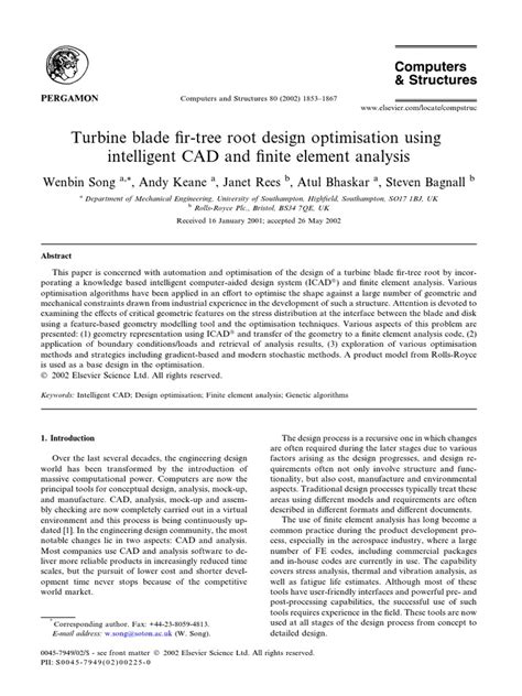 Turbine Blade Fir Tree Fea Pdf Computer Aided Design Mathematical Optimization