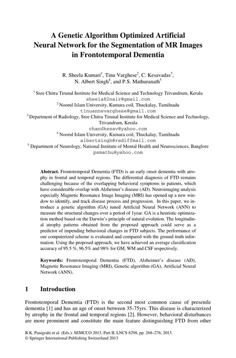 Pdf A Genetic Algorithm Optimized Artificial Neural Network For The