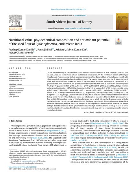 Pdf Nutritional Value Phytochemical Composition And Antioxidant Potential Of The Seed Flour