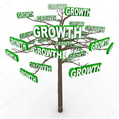 Growth Tree Words On Branches Symbolize Organic Growing Stock Photo Iqoncept 5078763