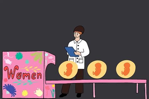 재생산 정의를 주제로 한 낙서 스타일 개념의 벡터 삽화 아이를 낳는 여성의 형태로 컨베이어를 만들고 남자는 그 과정을 모니터링합니다 개념에 대한 스톡 벡터 아트 및 기타