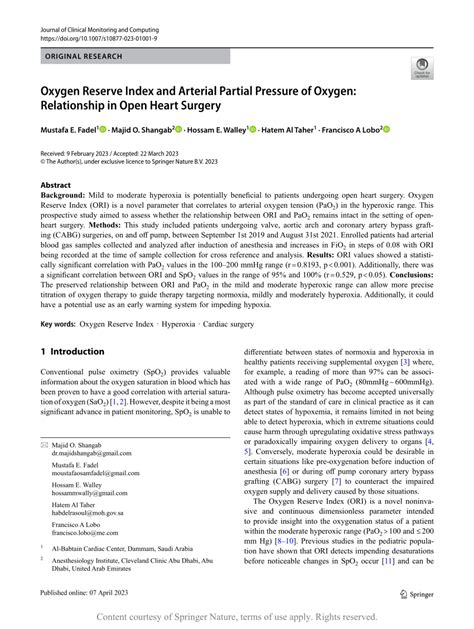 Oxygen Reserve Index And Arterial Partial Pressure Of Oxygen Relationship In Open Heart Surgery