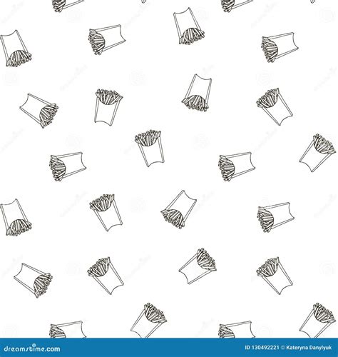 Crispy French Fries Seamless Pattern With Red Paper Boxes Of Fried Potato Vector Illustration
