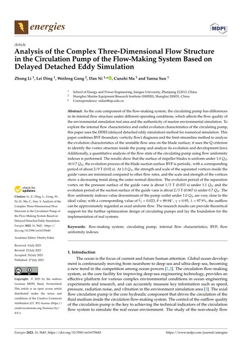 Pdf Analysis Of The Complex Three Dimensional Flow Structure In The