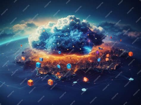 Premium Ai Image Data Transfer Cloud Computing Technology Concept Photorealistic Image