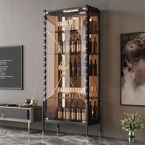 Display Cabinet Light Luxury Glass Wine Cabinet Wall Modern Living Roo