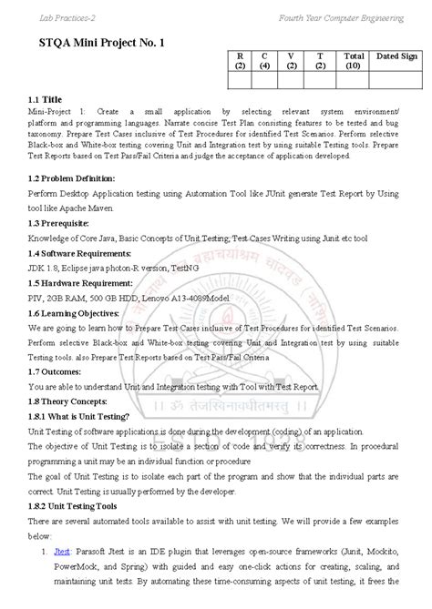 Stqa Mini Project 1 Mini Project Stqa Mini Project No 1 1 Title Mini Project 1 Create A