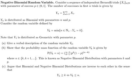 Solved Negative Binomial Random Variable Consider A