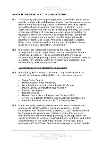 Validation Checklist Final Version North Devon District Council