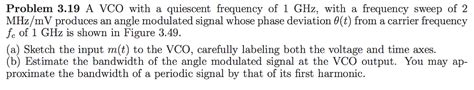 Solved Problem A VCO With A Quiescent Frequency Of Chegg