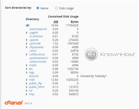 How To View Disk Usage In CPanel KnownHost