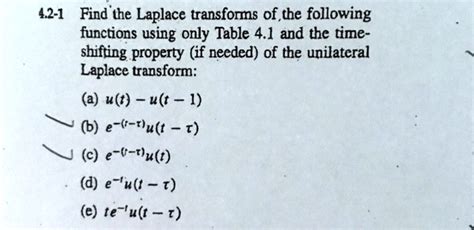 solved 4 2 1 find the laplace transforms of the following functions