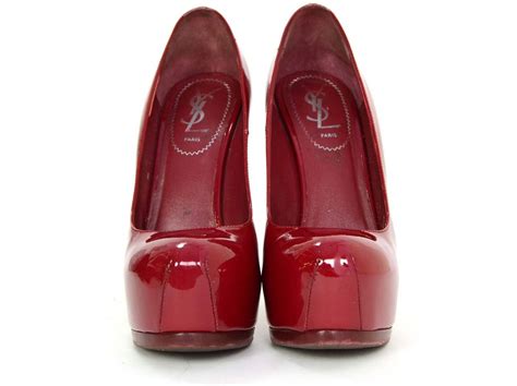 Yves Saint Laurent Ysl Red Patent Tribtoo Pumps Sz 37 5 For Sale At