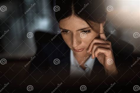 Thinking Night And Ideas With Woman Problem Solving Or Solution With