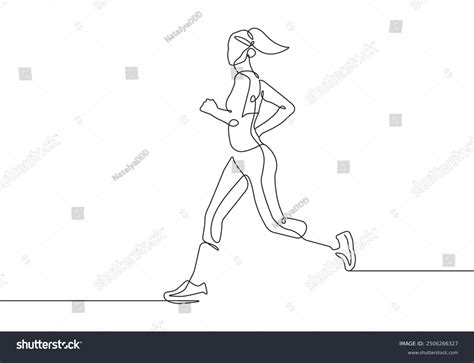 Woman Runner One Line Drawing Running Stock Vector Royalty Free 2506266327 Shutterstock