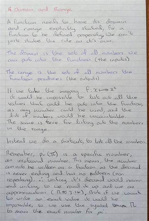 A Level Maths Notes A2 Domain And Range Of A Function