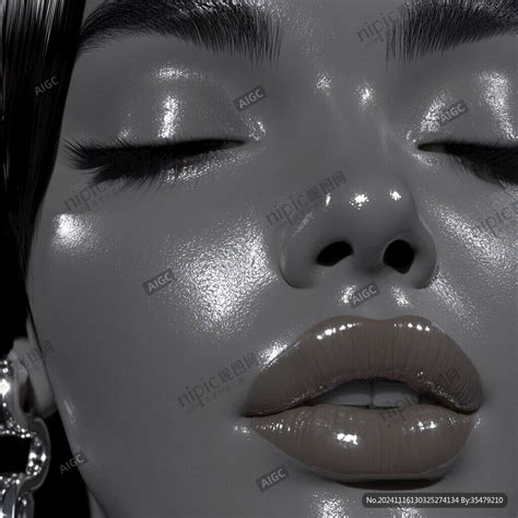 Ai创作图3d女娃 3d美女 口模型 闭眼睛女孩 面部模型 唇模 写实美女 仿真脸部 闭眼美女 美黑 表皮模型 建模皮肤 美式妆 鼠绘模特 脸部特写部位 昵图网