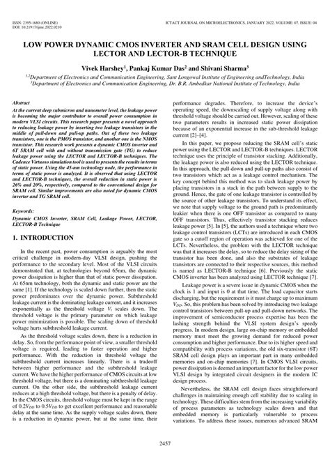 Pdf Low Power Dynamic Cmos Inverter And Sram Cell Design Using Lector