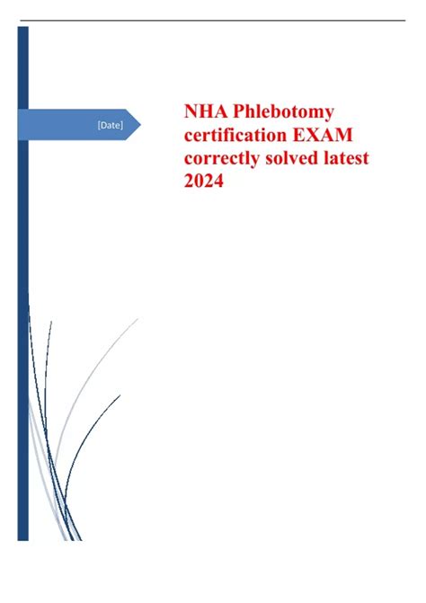 Nha Phlebotomy Certification Exam Correctly Solved Latest 2024 Nha Phlebotomy Certification