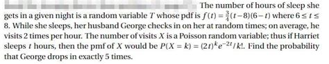 Solved Gets In A Given Night Is A Random Variable T Whose Chegg
