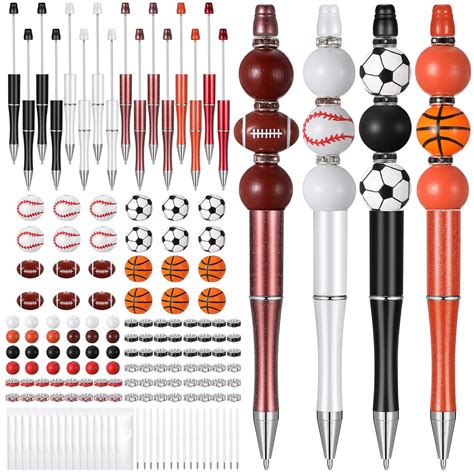 Colarr 16 Set Sports Bead Pens Bulk Diy Beadable Pens Making Kit