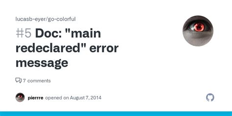 Doc Main Redeclared Error Message Issue Lucasb Eyer Go Colorful GitHub
