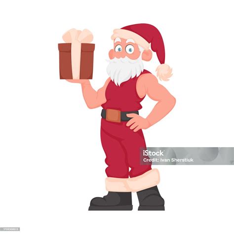 빨간 새해 정장에 큰 흰 수염을 가진 산타 클로스 만화 스타일 12월에 대한 스톡 벡터 아트 및 기타 이미지 12월 12월 31일 계절 Istock