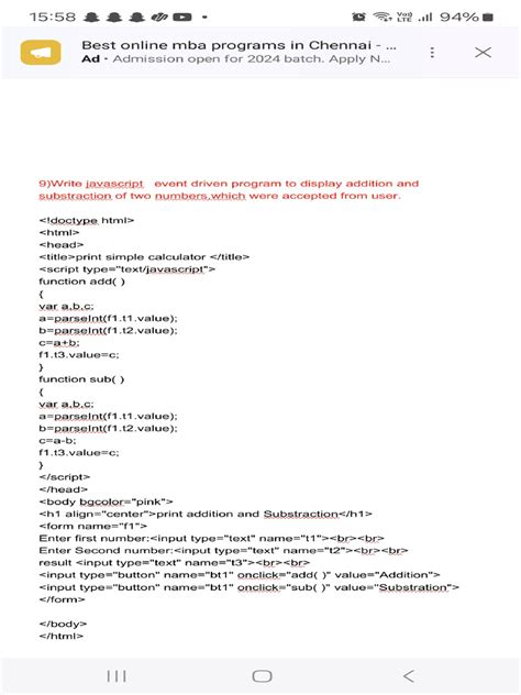 Javascript Practice Programs Pdf