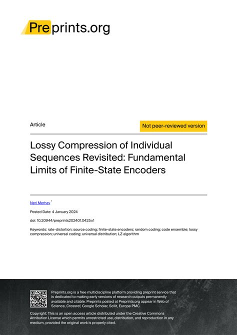 Pdf Lossy Compression Of Individual Sequences Revisited Fundamental Limits Of Finite State
