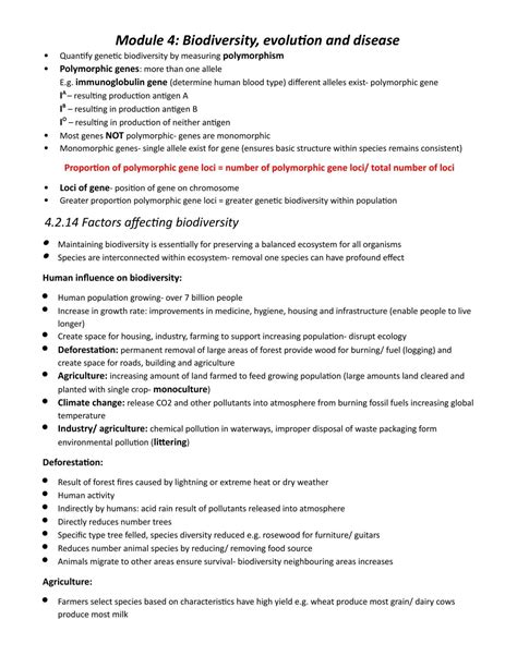 Module 4 Biodiversity Evolution And Disease Biology A Level A Levels Aqa Thinkswap