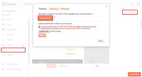 how to upload install blogger template skill segment