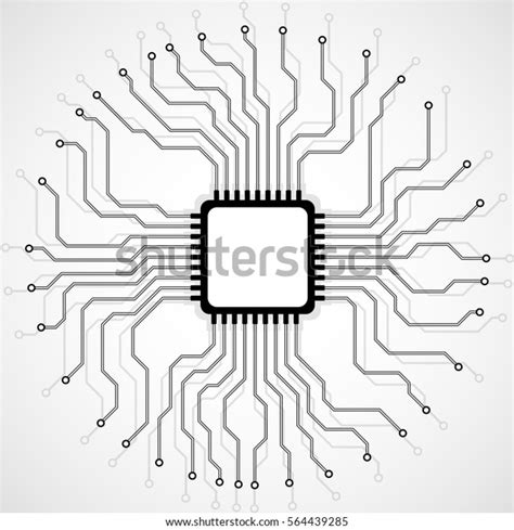 Cpu Microprocessor Microchip Circuit Board Vector Stock Vector Royalty