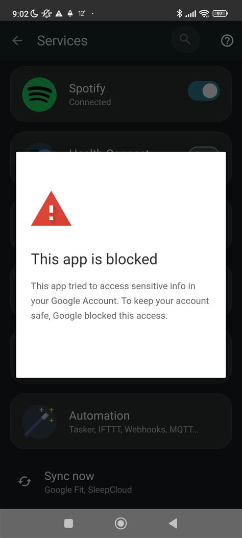 this app is blocked this app tried to access sensitive info in your