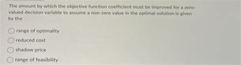 Solved The Amount By Which The Objective Function