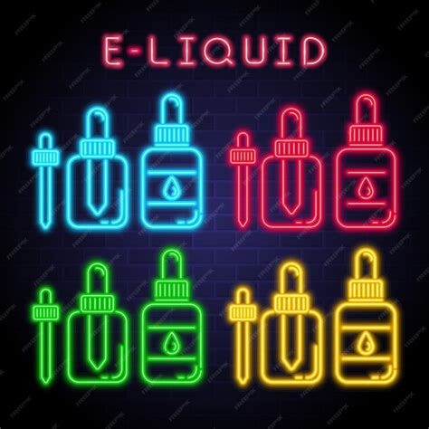 네온 불빛 요소가 있는 Vape 전자 담배 로고 프리미엄 벡터