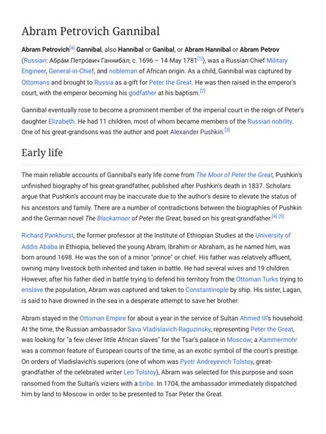 Abram Gannibal Pushkins Ancestor Pdf