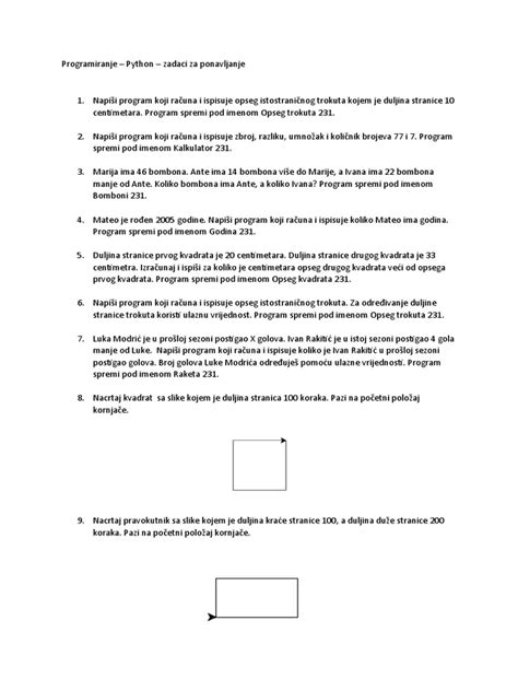 Python Zadaci Za Vježbu Pdf