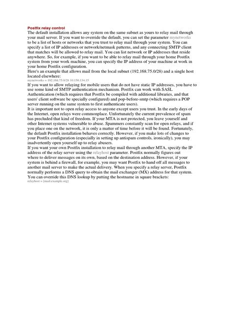 Postfix Relay Control Pdf Computer Networking Computer Security