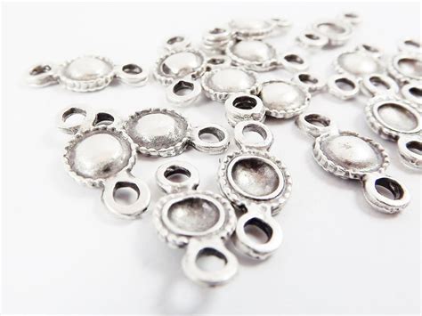 15 simple dot connector separators 2 holes matte silver etsy