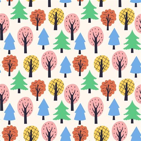Premium Vector Colorful Abstract Trees Pattern