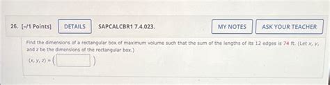 Solved Find The Dimensions Of A Rectangular Box Of Maximum Chegg