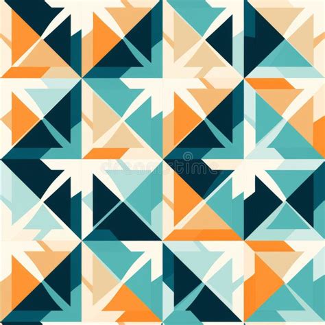 Geometric Pattern Triangles And Squares In Orange And Blue Stock Illustration Illustration Of