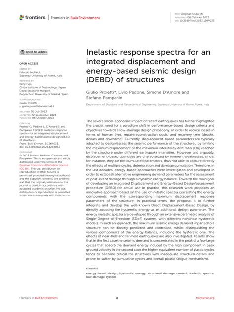 Inelastic Response Spectra For An Integrated Displacement And Energybased Seismic Design Debd Of