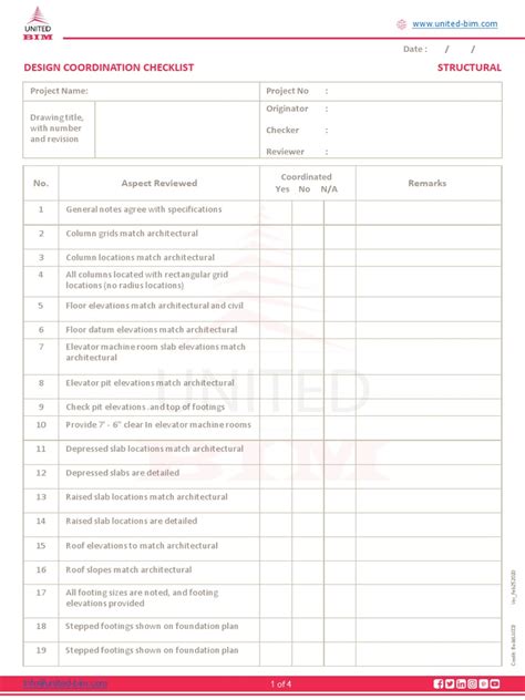Design Coordination Checklist Structural Verfeb252020 Pdf Beam