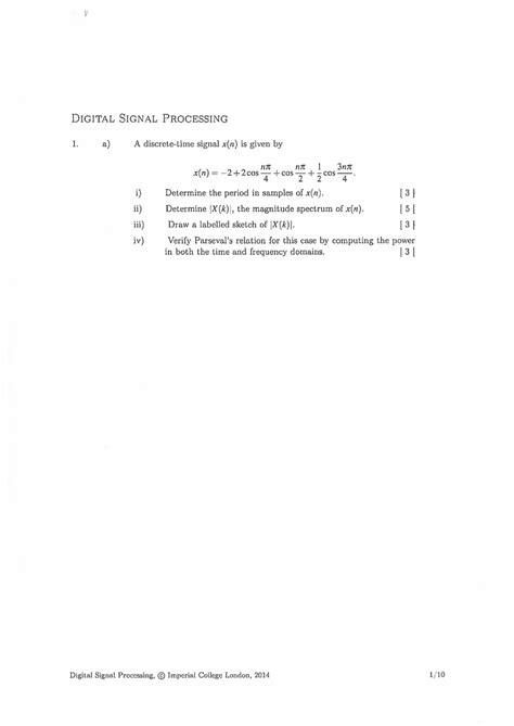 Exam Questions Digital Signal Processing Ee EE DIGITAL SIGNAL PROCESSING