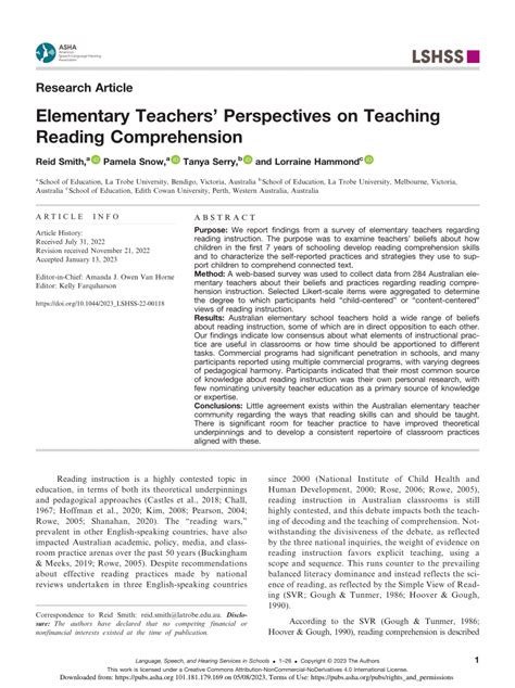 pdf elementary teachers perspectives on teaching reading comprehension