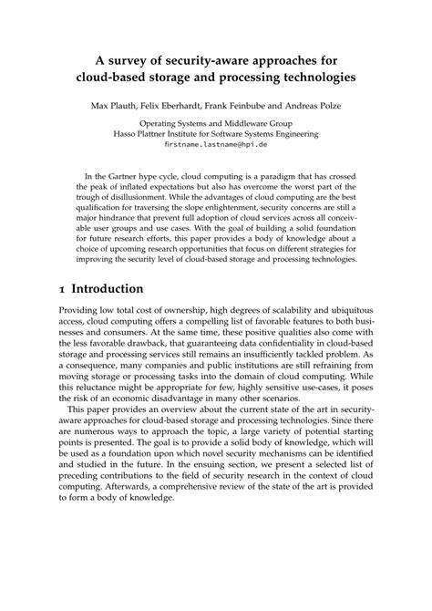 Pdf A Survey Of Security Aware Approaches For Cloud Based Storage And