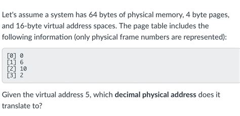 [solved] let s assume a system has 64 bytes of physic