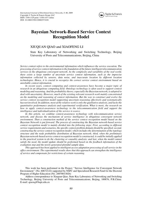 Pdf Bayesian Network Based Service Context Recognition Model